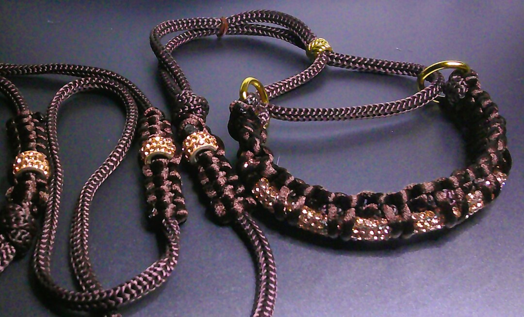 Elegant GOLD CRYSTAL Dog Show Collar & Show Lead, Dog Leash, Black ...