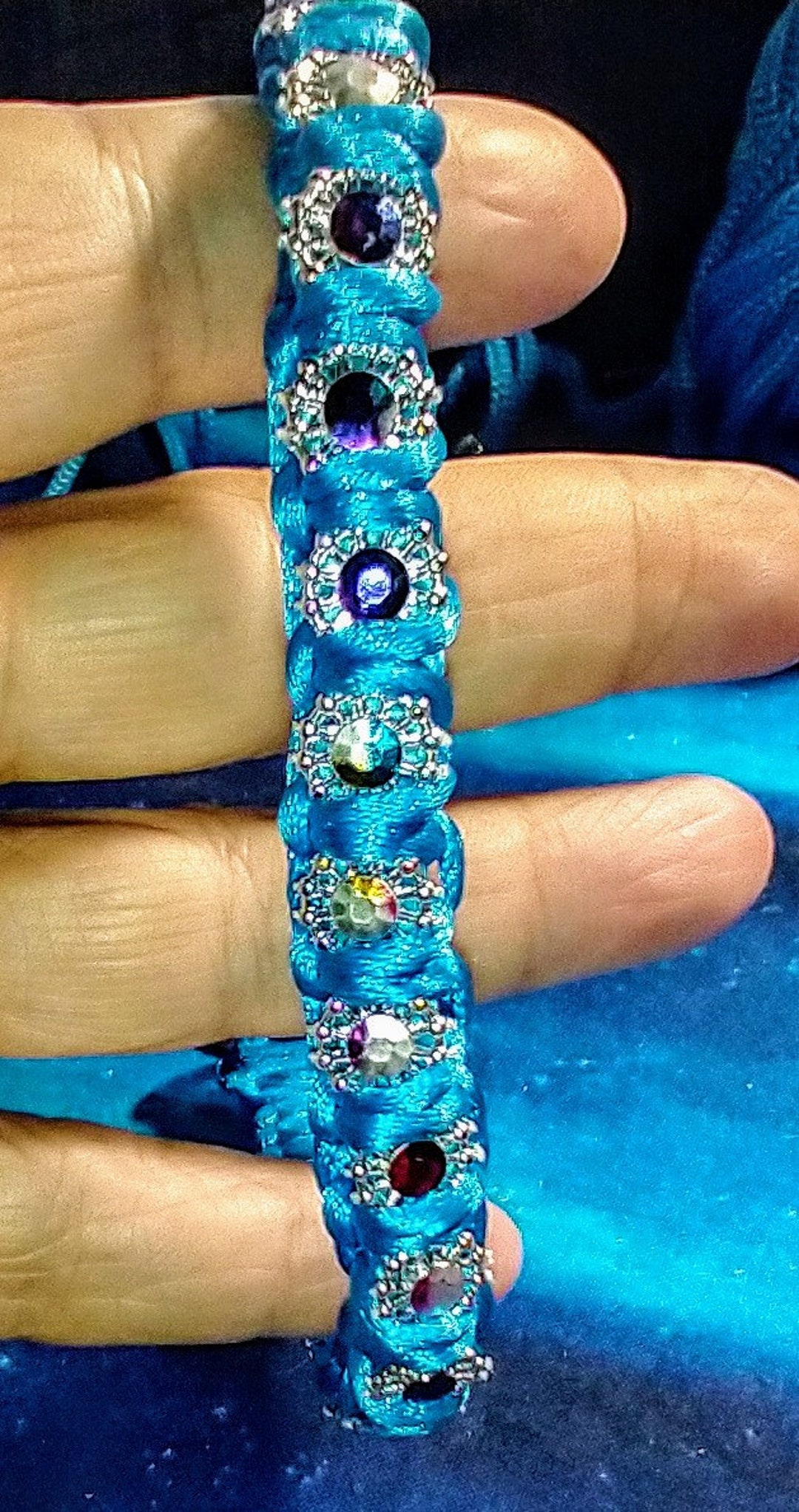 Elegant BLUE Dog Show Collar & Show Lead, Dog Leash, Also in Black or ...