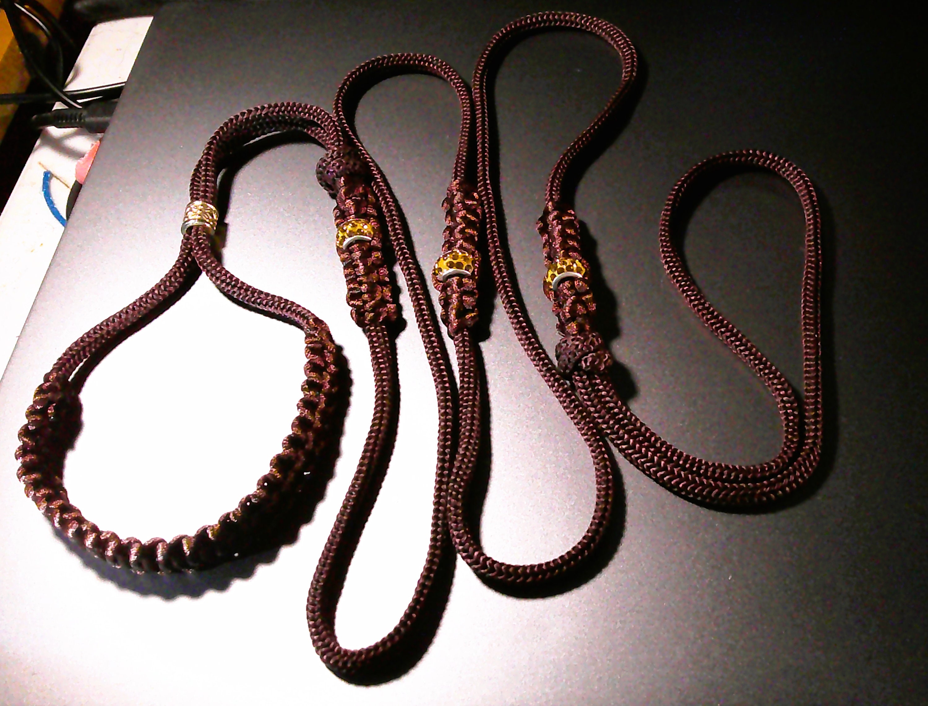 Elegant Brown Dog Show Collar & Beaded Show Lead, Dog Leash. Smooth or ...