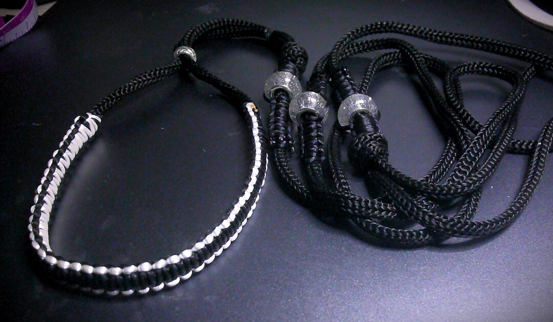 Elegant Dog Show Collar & Show Lead, Black/white Dog Leash, REVERSIBLE ...