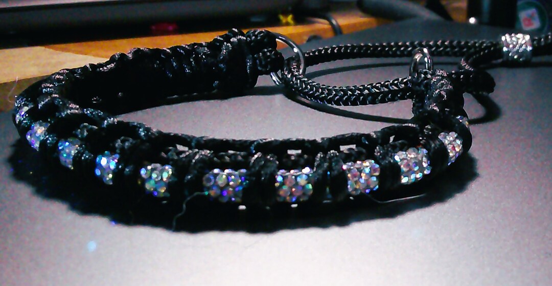 Elegant GIFT, AB CRYSTAL Dog Show Collar & Show Lead, Dog Leash, Black ...
