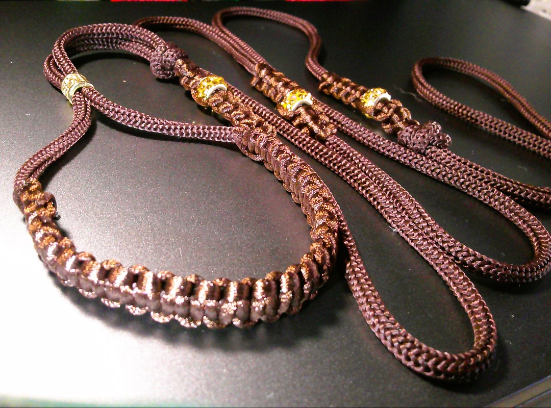 Elegant Brown Dog Show Collar & Beaded Show Lead, Dog Leash. Smooth or ...