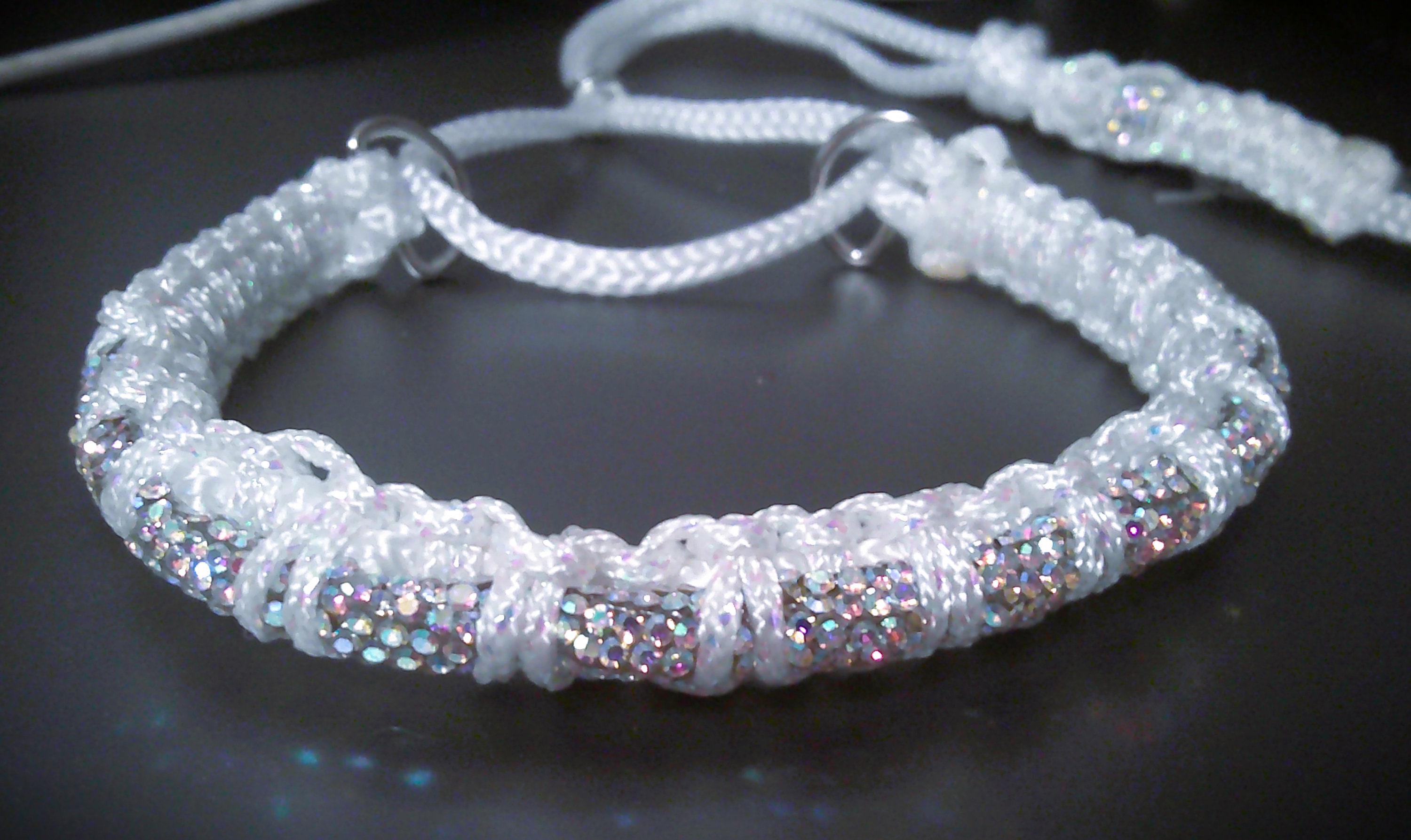 Elegant BLACK CRYSTAL Dog Show Collar & Show Lead, Dog Leash, White or ...