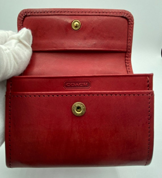 New Vintage Coach Red Water Buffalo Coin Purse Wallet - Gem