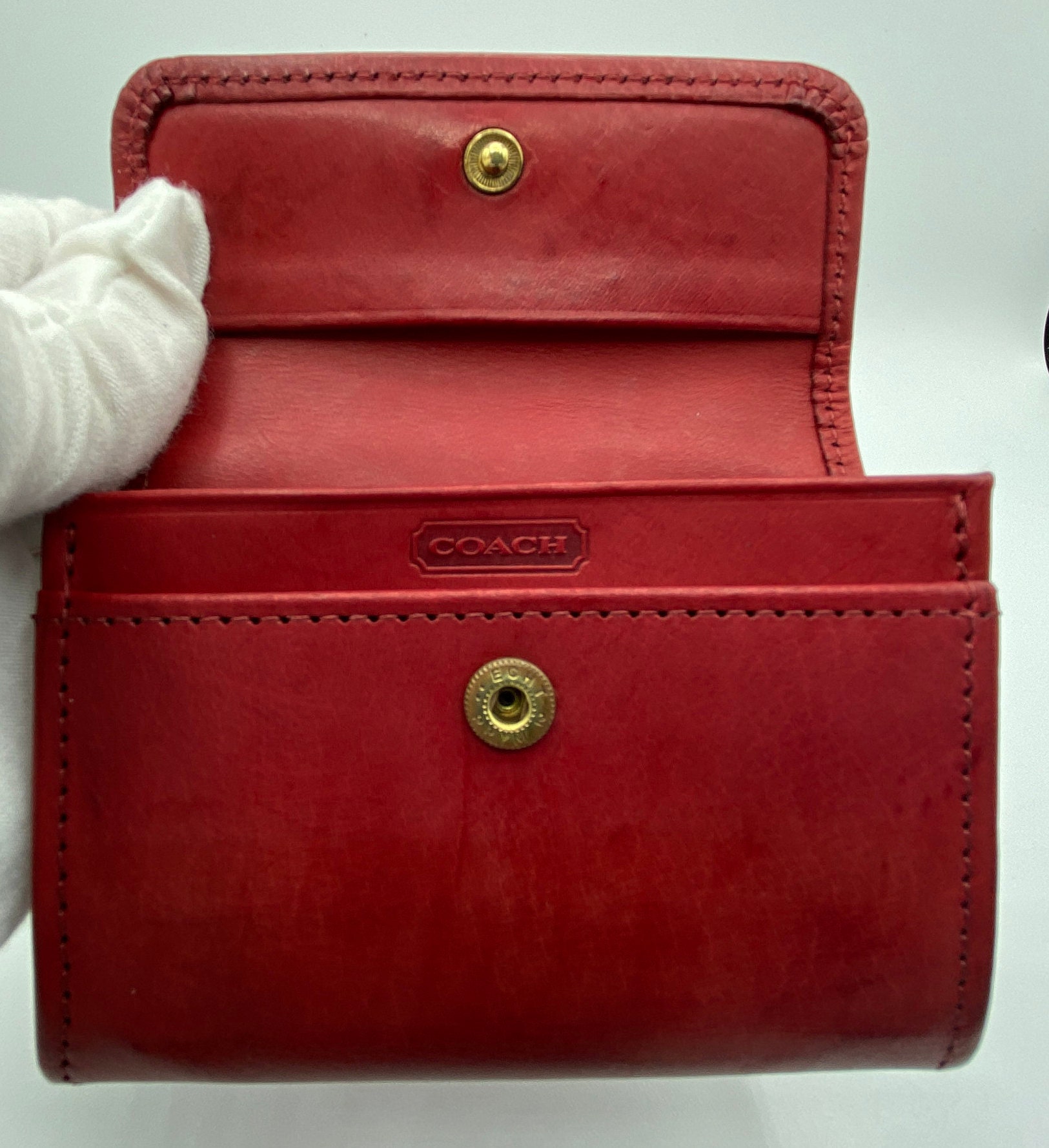 New Vintage Coach Red Water Buffalo Coin Purse Wallet - Etsy