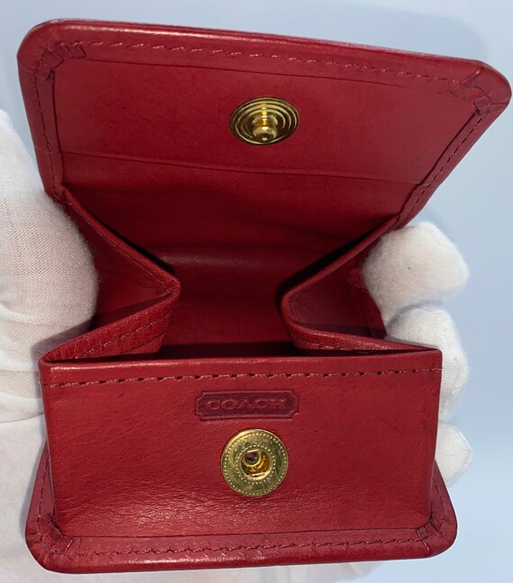 Vintage Coach Red Water Buffalo Origami Coin Purse - Gem