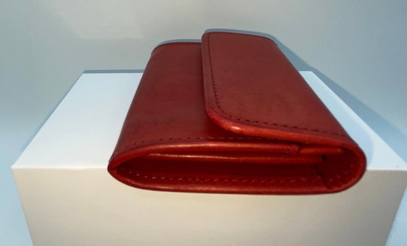 New Vintage Coach Red Water Buffalo Coin Purse Wallet - Gem