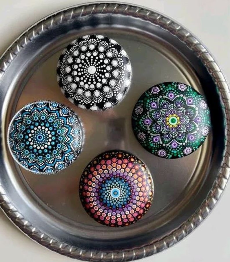 Mandala Stone - Hand Painted - Meditation Stone- Paperweight- Dot ...