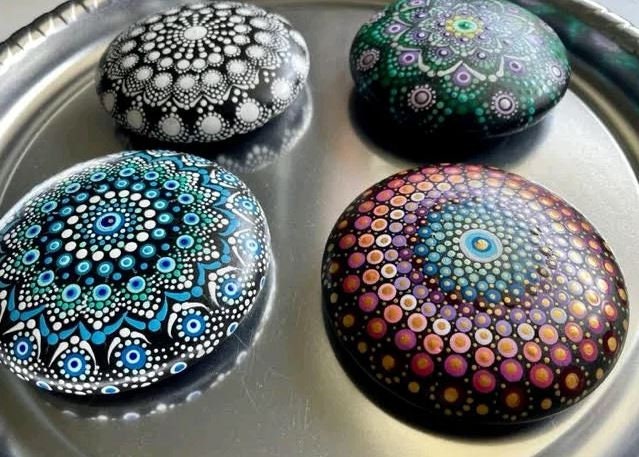 Mandala Stone - Hand Painted - Meditation Stone- Paperweight- Dot ...