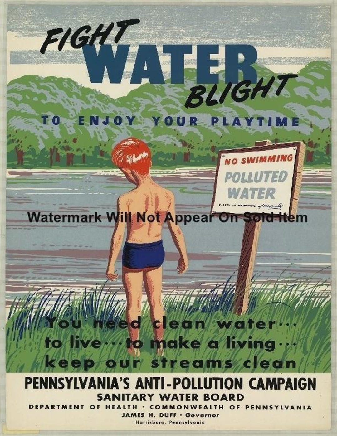 Pennsylvania Anti-water Pollution Campaign Poster Photographic Print 8 ...