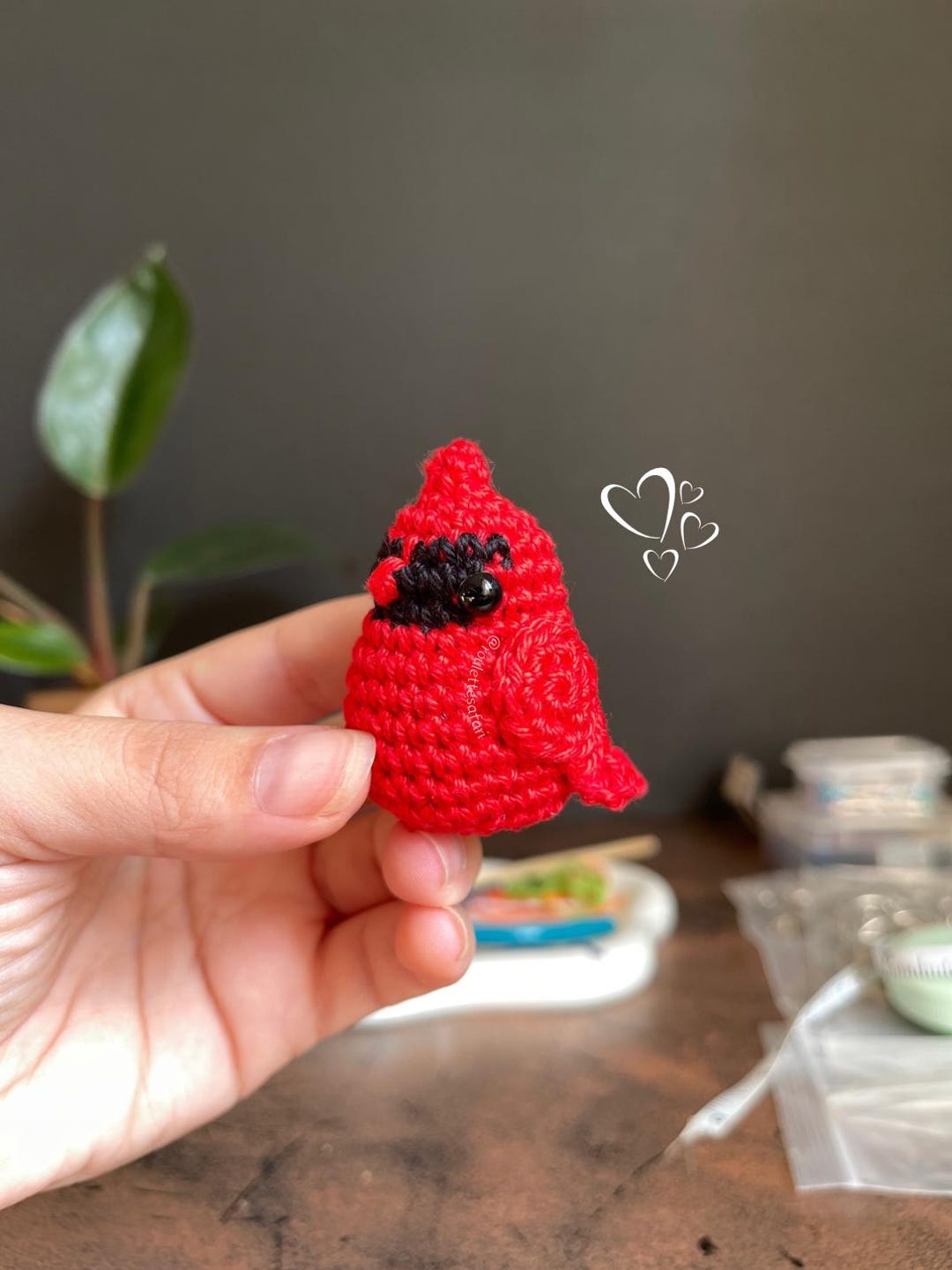 Plush Toy Amigurumi Keychain Crochet Stuffed Animal Red Cardinal Bird ...