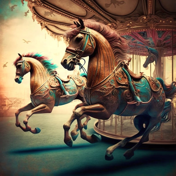 Carousel Horses Art - Etsy