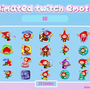 Animated Emote Christmas Elf Pack! 20 Emotes Twitch and Discord ...