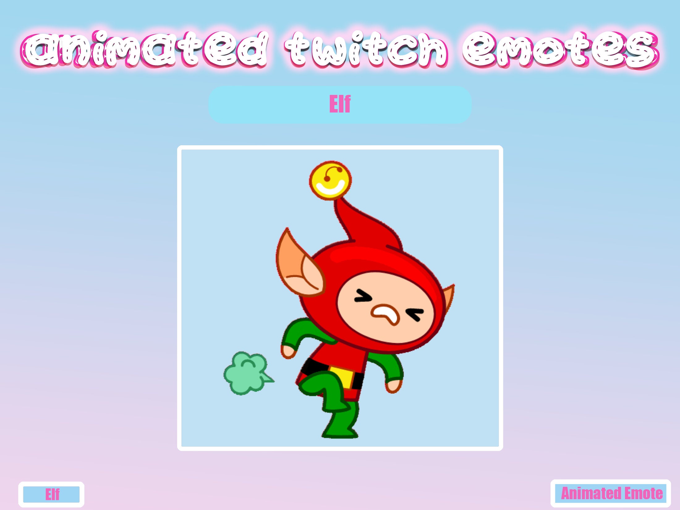 Animated Emote Christmas Elf - Twitch and Discord! Animated Emotes for ...