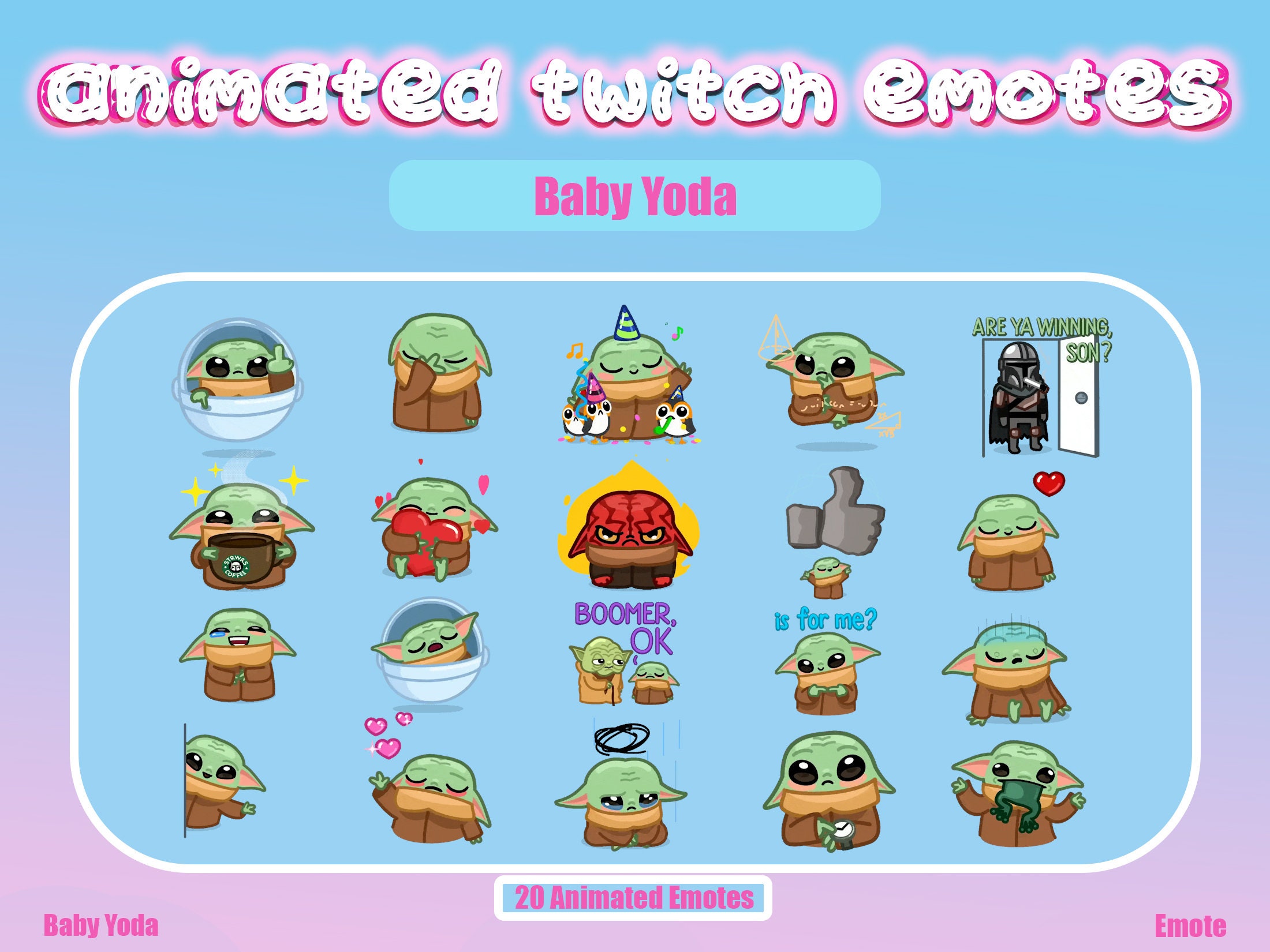 Animated Twitch Emote Baby Yoda for Twitch and Discord! Animated Emotes ...
