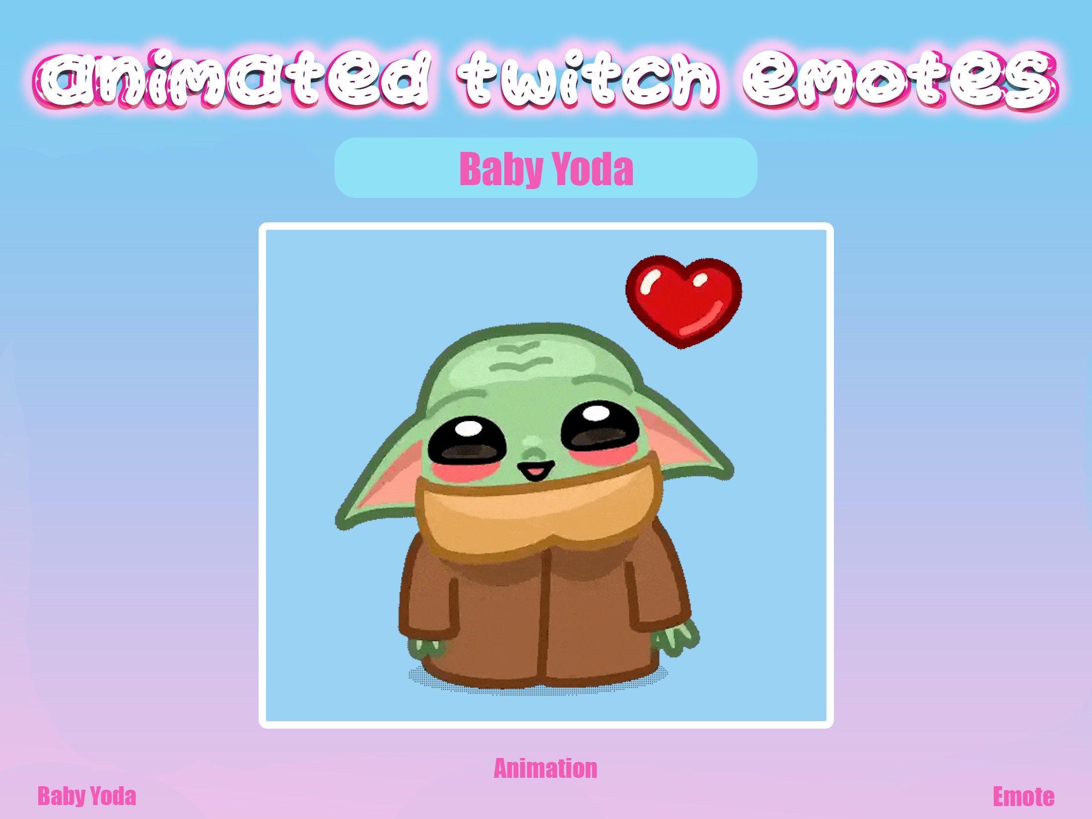 Animated Twitch Emote Baby Yoda for Twitch and Discord Animated Emotes ...
