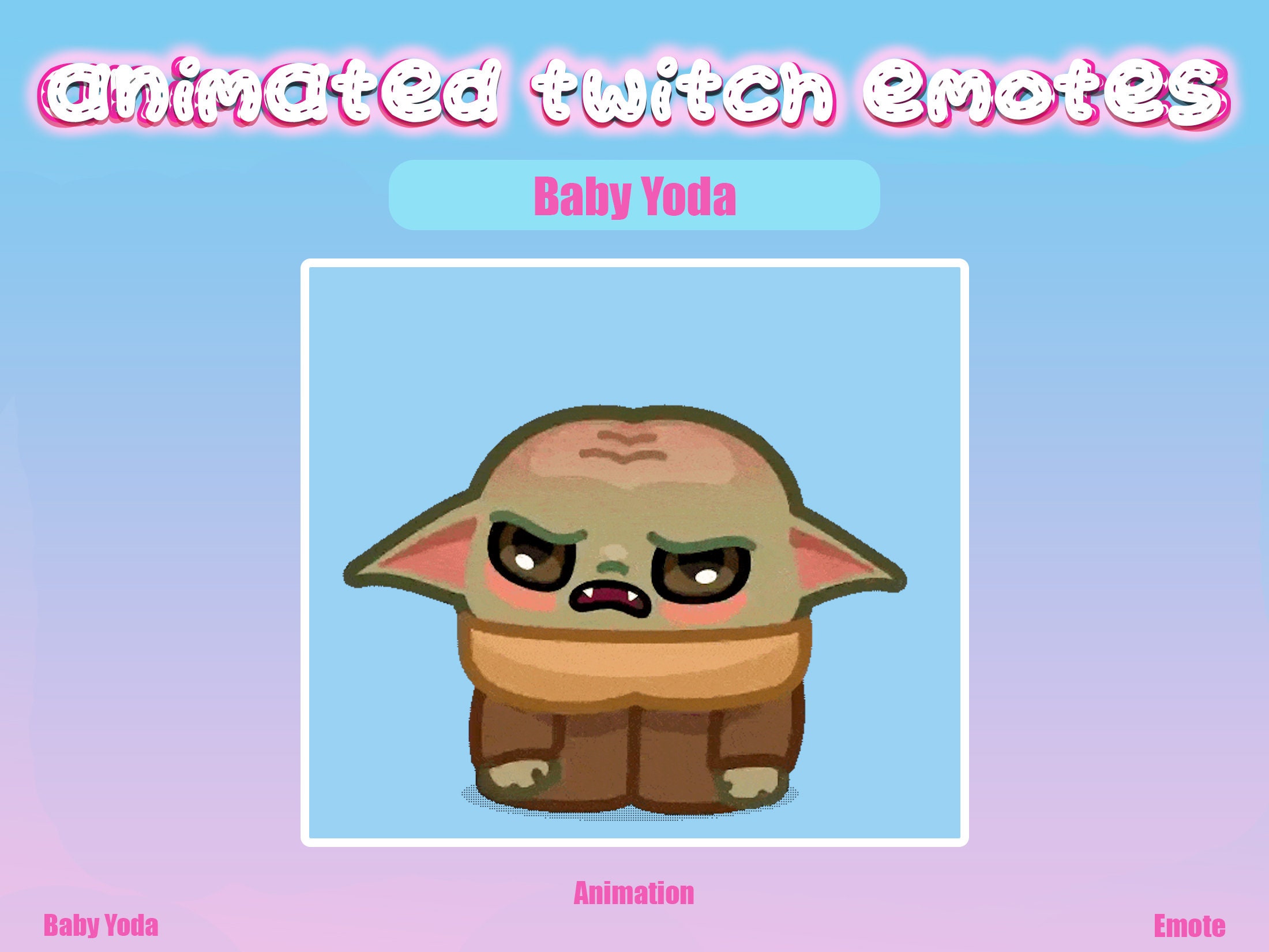 Animated Twitch Emote Baby Yoda for Twitch and Discord Animated Emotes ...