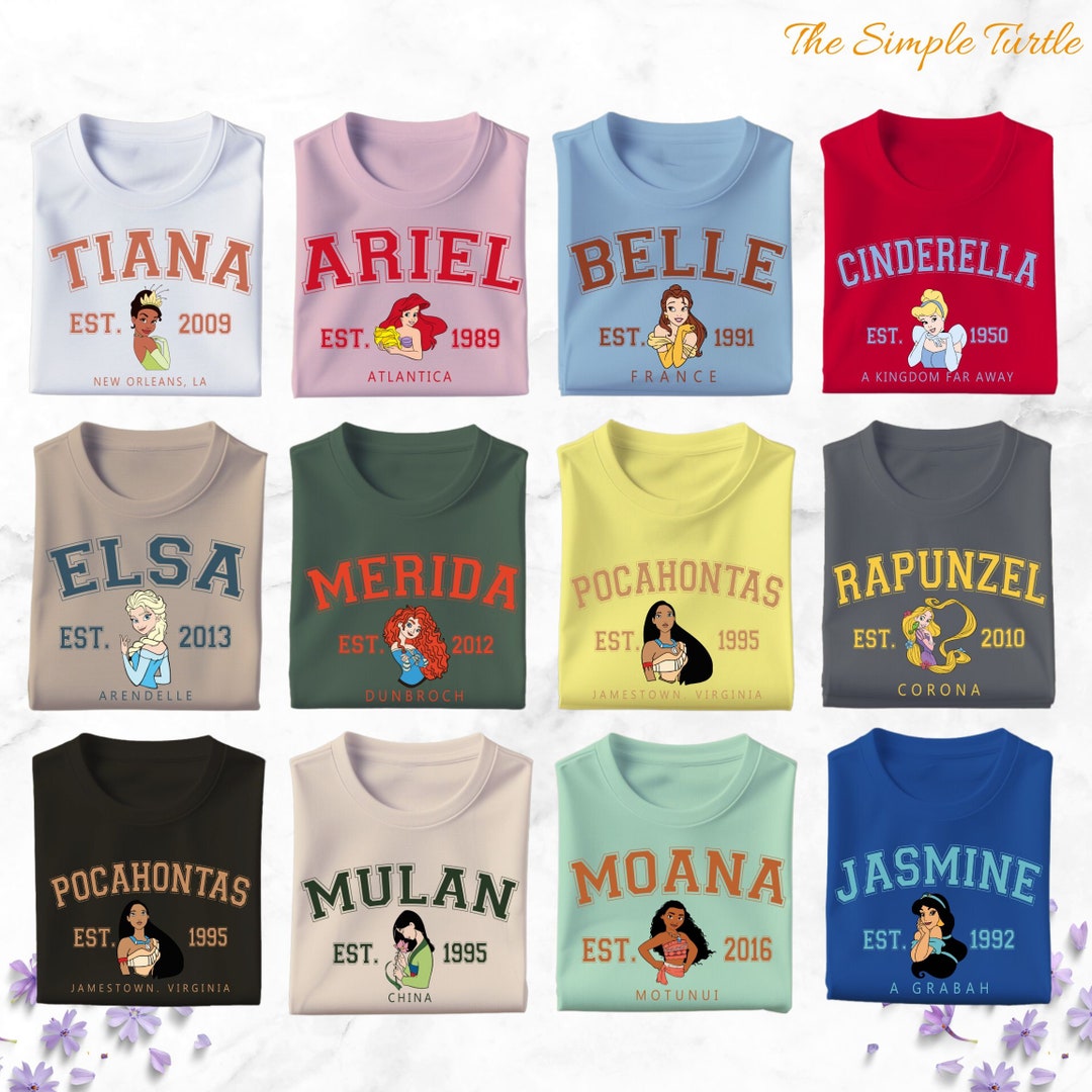 Disney Princesses Matching Shirt, Disney Belle Elsa Tiana Merida ...