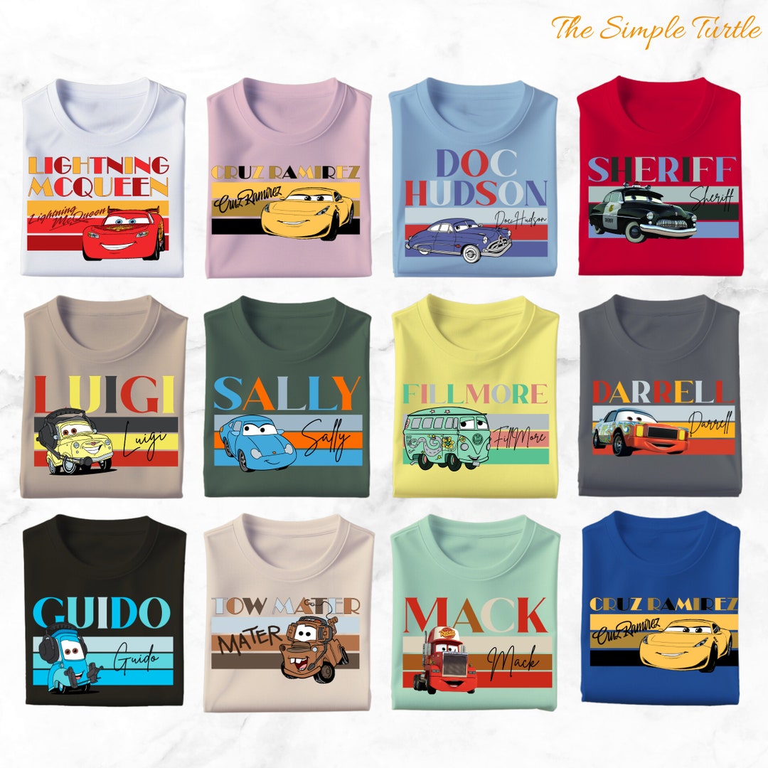 Disney Cars Movie Shirts, Cars Characters Shirt, Disney Cars Group ...