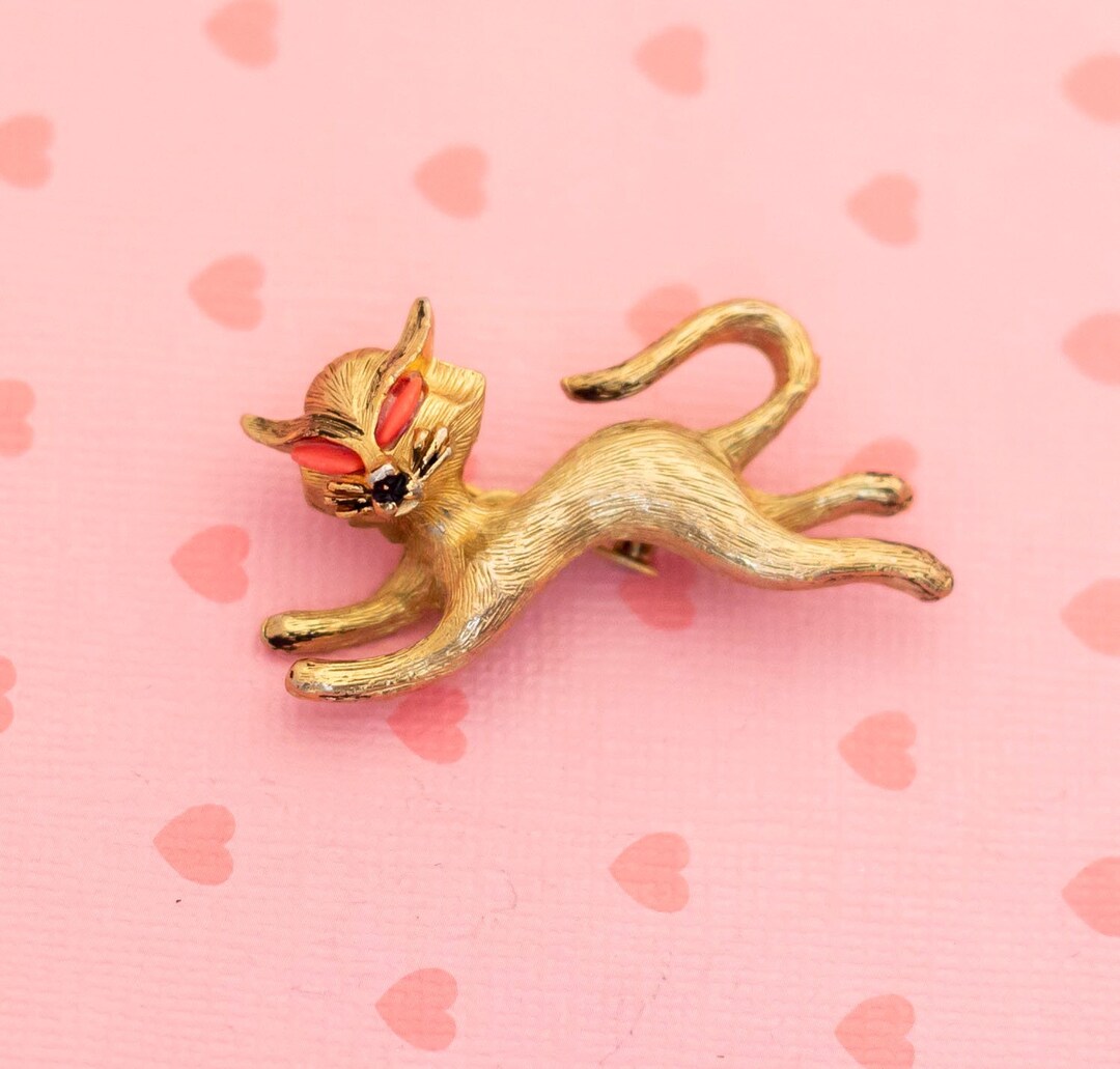 Vintage Stylish Fierce Cat Gold Tone Brooch - X3 - Etsy
