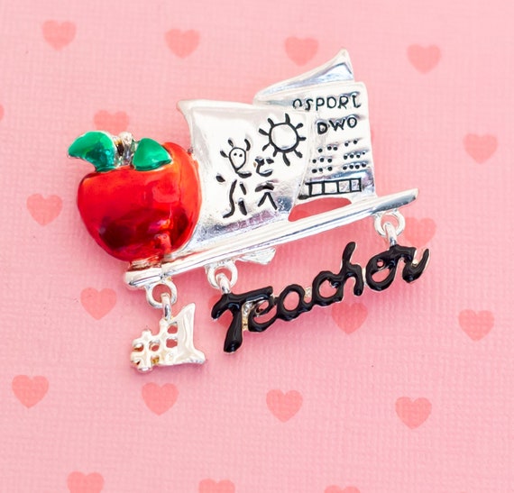 Vintage Number 1 Teacher Adorable Brooch - X14 - Gem
