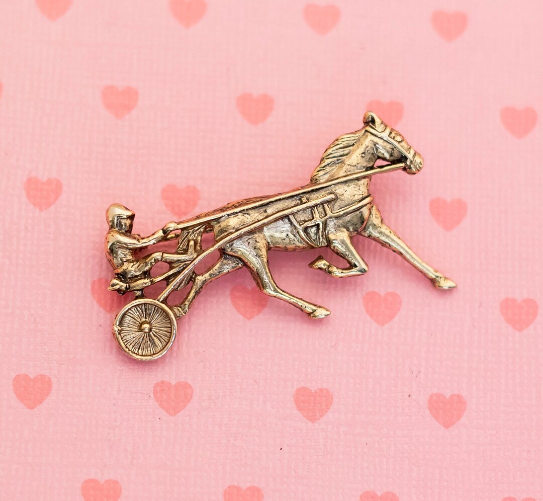 Vintage Horse Carriage Gold Tone Mid Century Brooch - X16 - Etsy