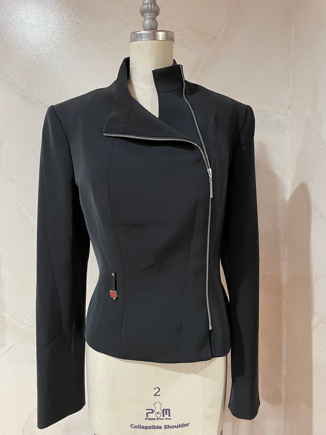 Vintage Black Asymmetric Zip-front Blazer - Etsy