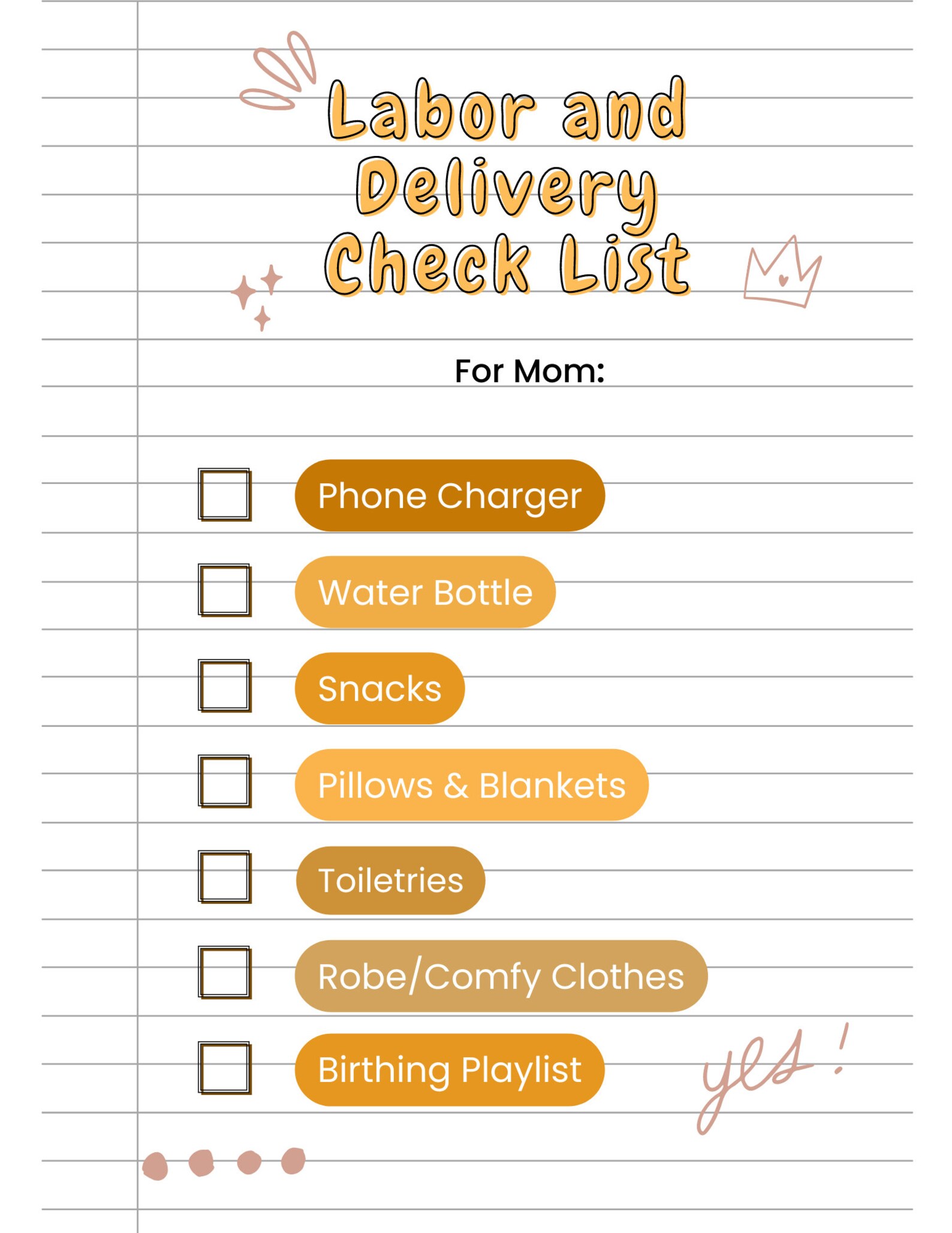 First Time Mom Checklist - Etsy