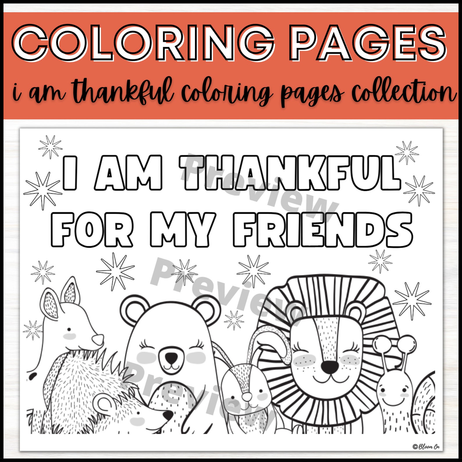 Digital Download, I Am Thankful for Coloring Pages, Gratitude ...