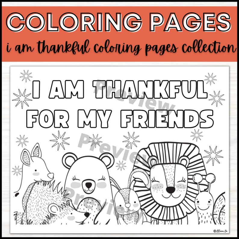 Digital Download, I Am Thankful for Coloring Pages, Gratitude ...