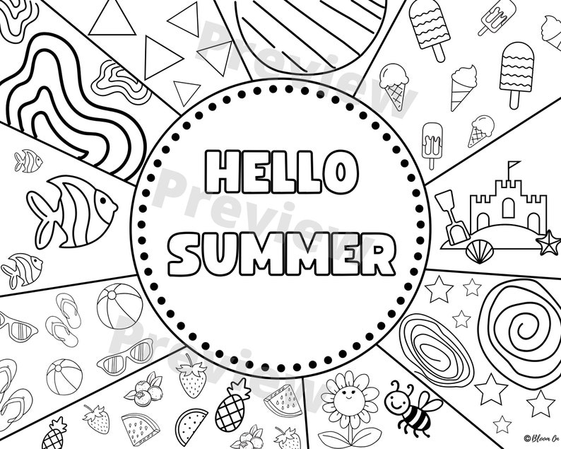 Here Comes Summer Coloring Pages, End of School Year Printable for Kids ...
