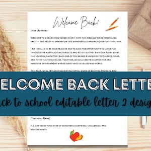 Welcome Back to School, Beginning of the School Year Letter, Editable ...