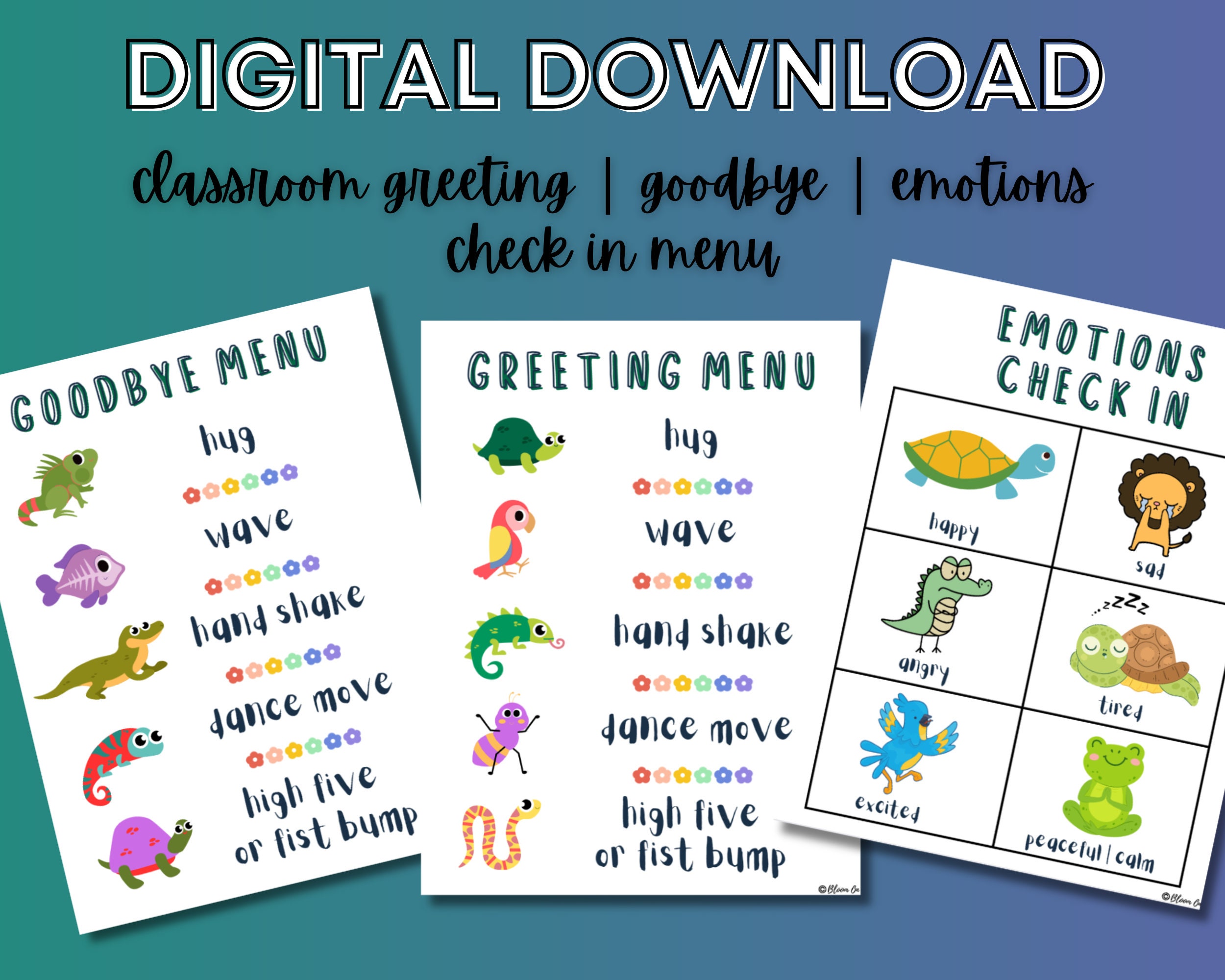 Jungle Animal-themed Greeting and Goodbye Menu | Emotions Check-in Menu ...