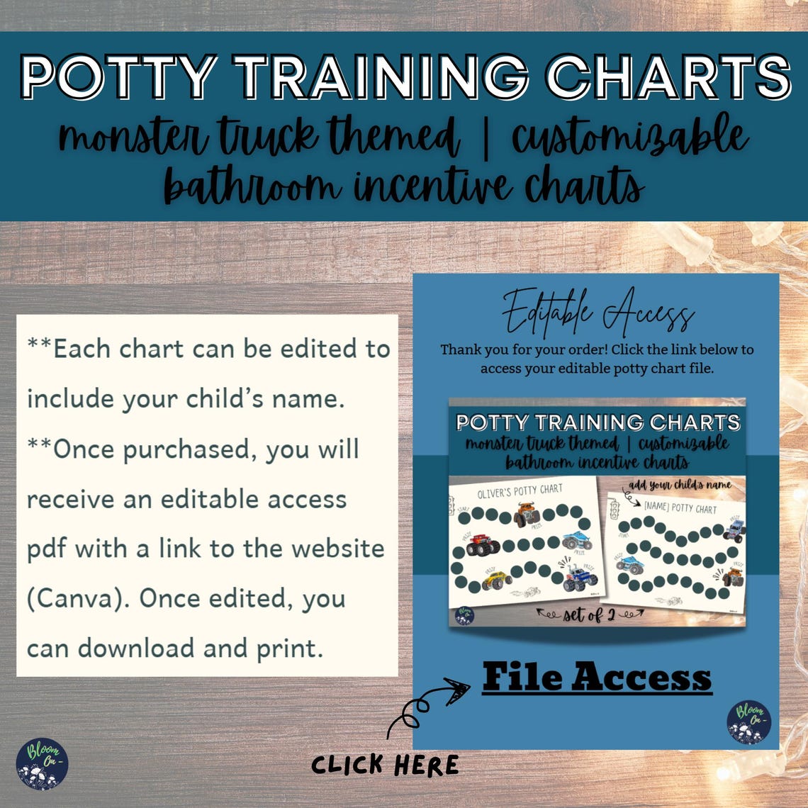 Potty Training Chart Bundle of 2| Monster Truck Printable Potty Charts ...