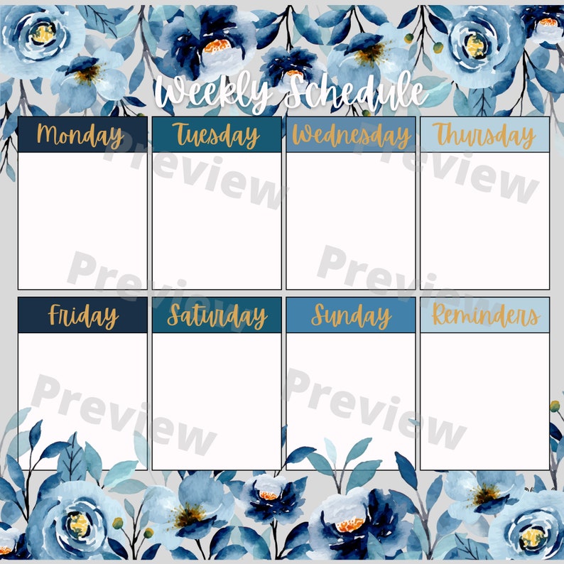 Digital Download, Weekly Planner Printable, Week at a Glance, Printable ...