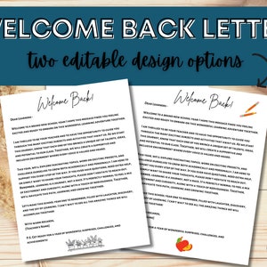 Welcome Back to School, Beginning of the School Year Letter, Editable ...