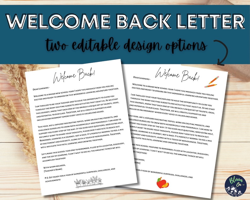 Welcome Back to School, Beginning of the School Year Letter, Editable ...