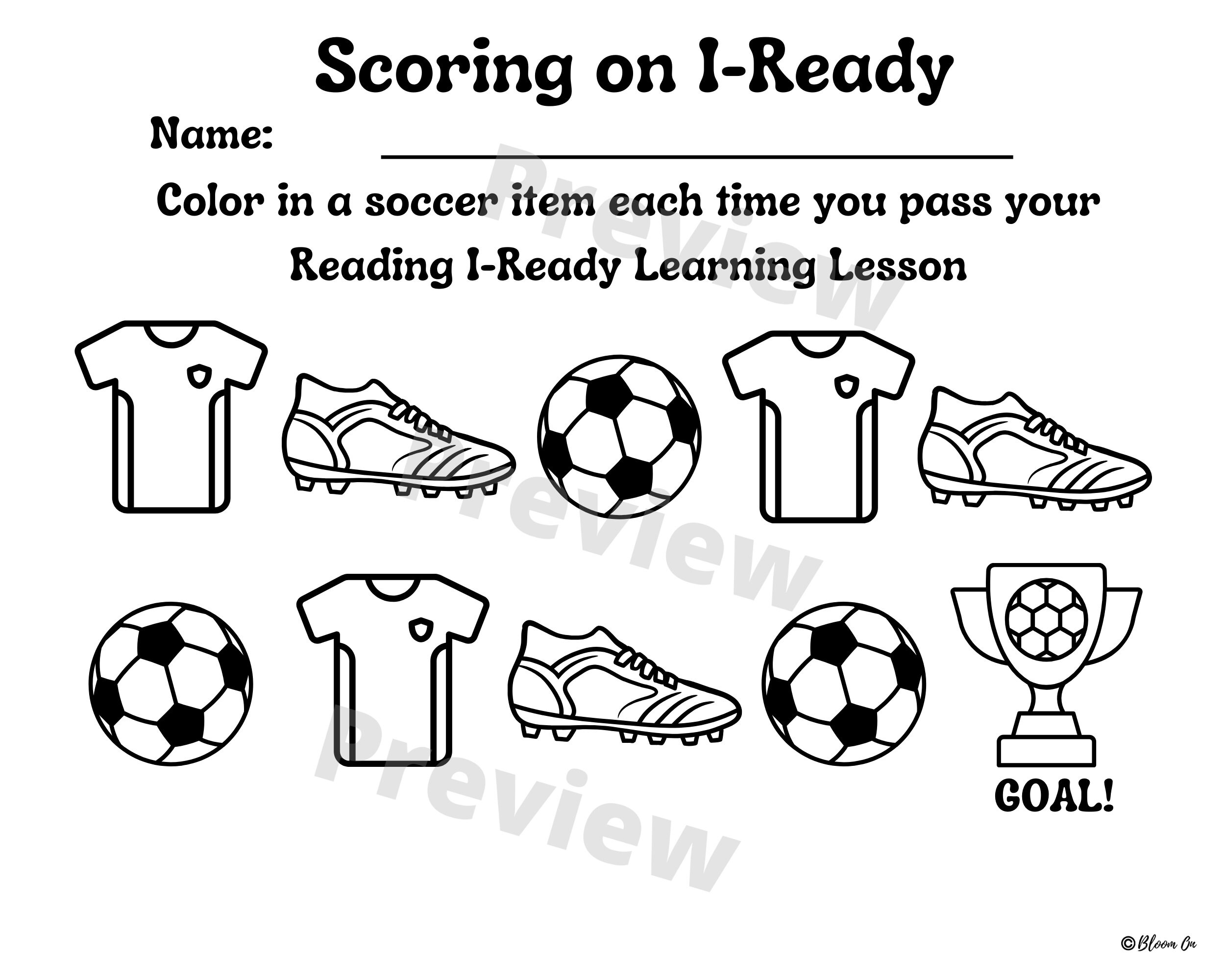 I-ready Student Data Tracker, Incentive Chart, Soccer Theme, PRINTABLE ...