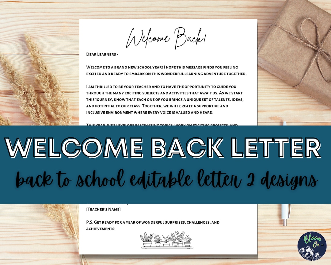 Welcome Back to School, Beginning of the School Year Letter, Editable ...