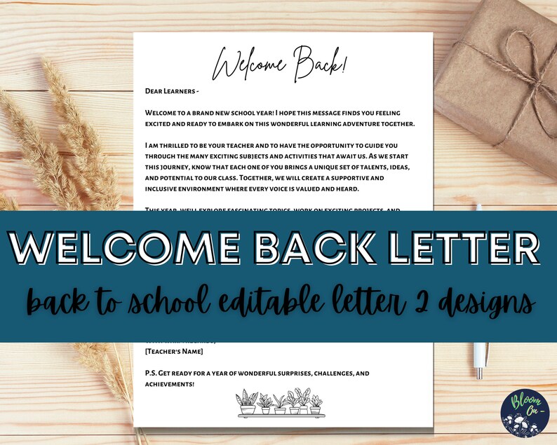 Welcome Back to School, Beginning of the School Year Letter, Editable ...