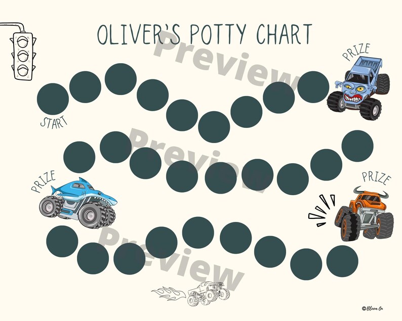 Monster Truck Potty Training Chart Bundle | Editable Incentive Charts ...