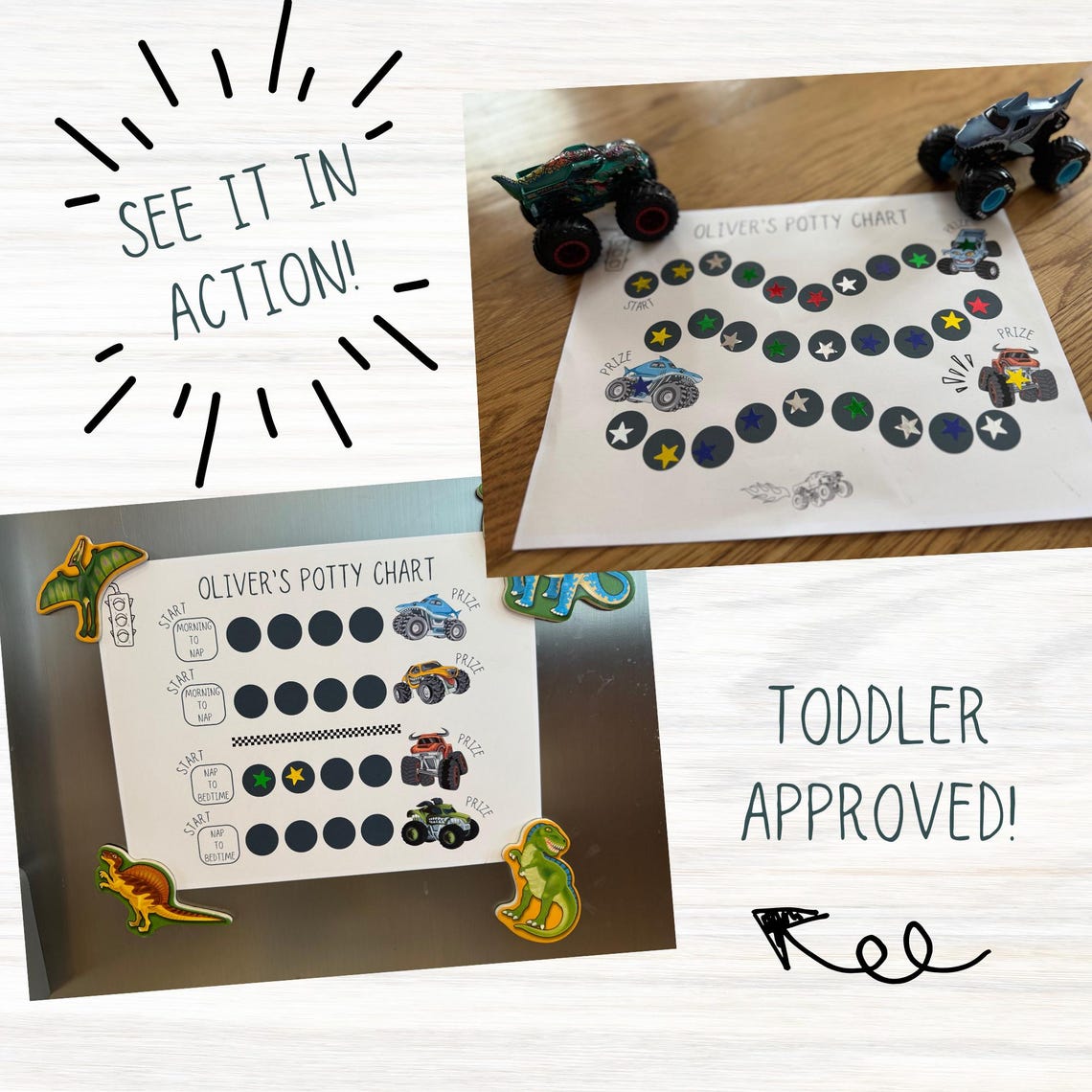 Monster Truck Potty Training Chart Bundle | Editable Incentive Charts ...