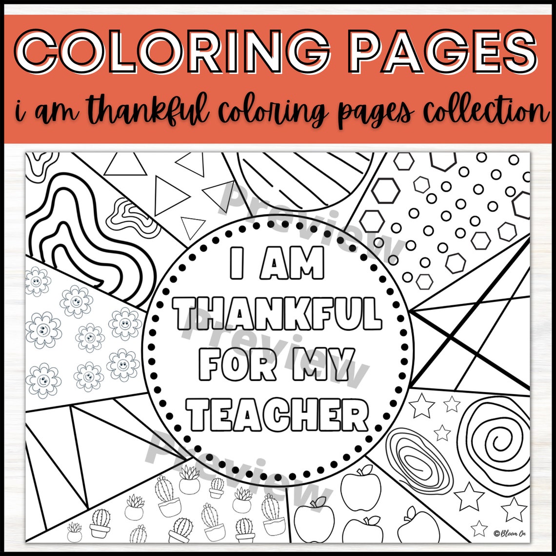 Digital Download, I Am Thankful for Coloring Pages, Gratitude ...