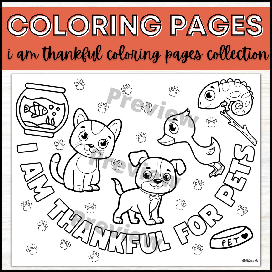 Digital Download, I Am Thankful for Coloring Pages, Gratitude ...