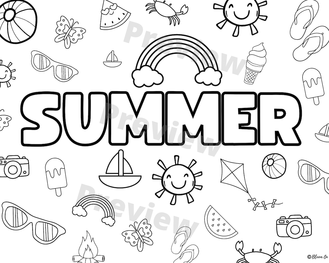 Here Comes Summer Coloring Pages, End of School Year Printable for Kids ...