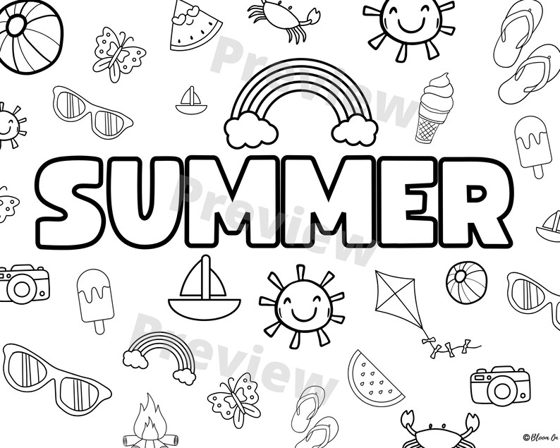 Here Comes Summer Coloring Pages, End of School Year Printable for Kids ...