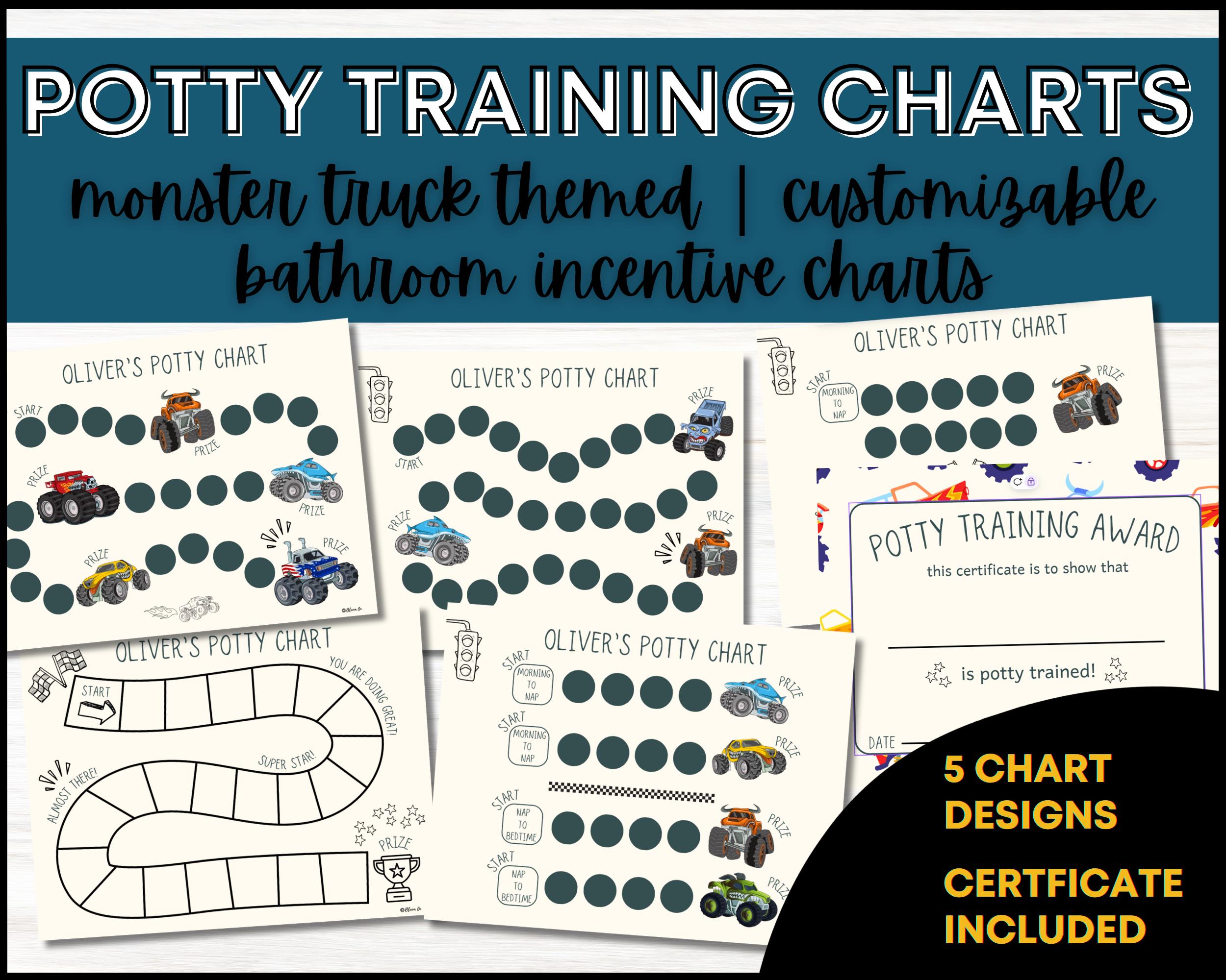 Monster Truck Potty Training Chart Bundle | Editable Incentive Charts ...