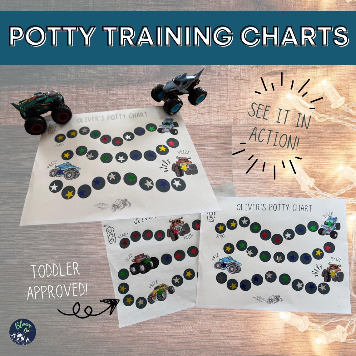 Potty Training Chart Bundle of 2| Monster Truck Printable Potty Charts ...