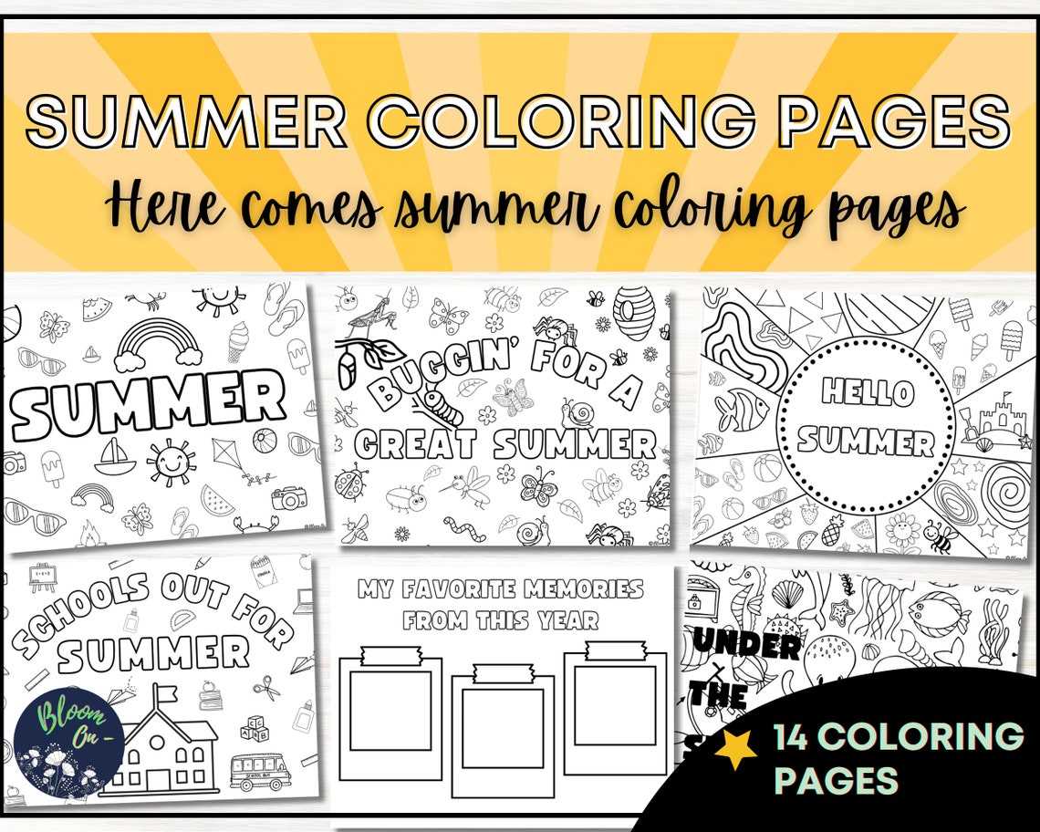 Here Comes Summer Coloring Pages, End of School Year Printable for Kids ...