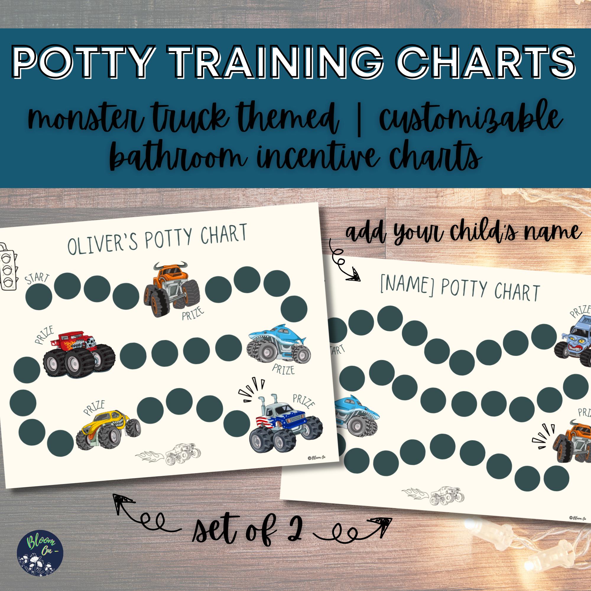 Potty Training Chart Bundle of 2| Monster Truck Printable Potty Charts ...